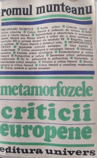 Romul Munteanu - Metamorfozele criticii europene moderne